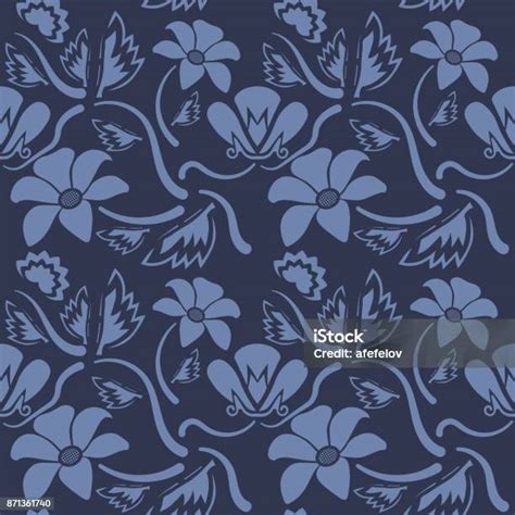 원활한 블루 꽃 패턴 벡터입니다 끝 없는 텍스처 벽지 무늬 채우기 웹 페이지 배경 표면 텍스처 및 직물을 위해 사용할 수 있습니다 꽃 식물에 대한 스톡 벡터 아트 및 기타