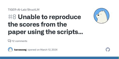 unable to reproduce the scores from the paper using the scripts you