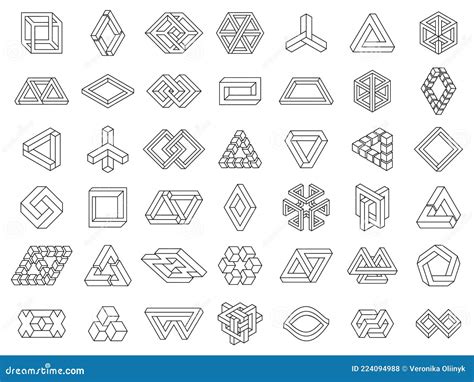 Impossible Geometric Shapes Paradox Geometry Line Figures Unexpanded