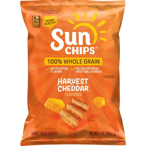 Sunchips 100 Whole Grain Harvest Cheddar Flavored Multigrain Snacks 7