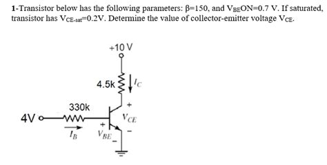 solved 1 transistor below has the following parameters