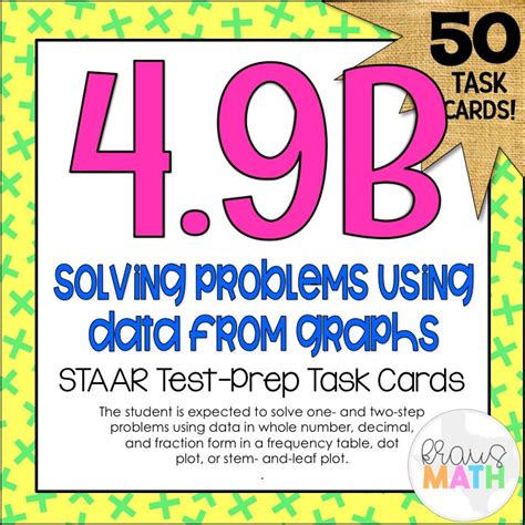 49b Solving Problems From Data In Graphs Staar Test Prep Task Cards