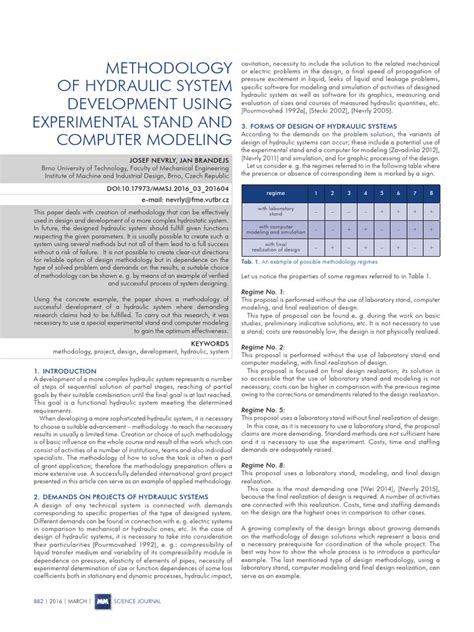 mmscience 2016 03 methodology of hydraulic system development using