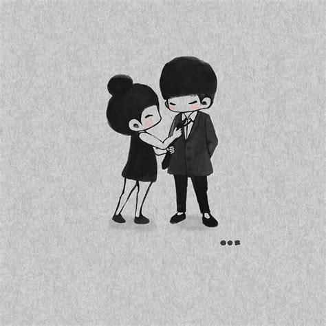 Cartoon Couple In Love Black And White
