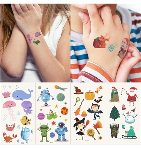 Kc 유아동 타투 스티커 10장세트 아동 어린이 유아 헤나 판박이 할로윈 성탄절 어린이집 유치원 단체 행사 티몬