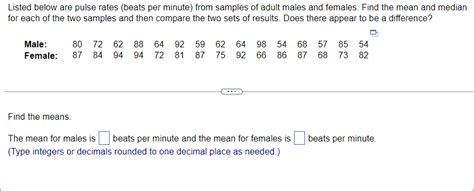 Solved Listed Below Are Pulse Rates Beats Per Minute From Chegg Com
