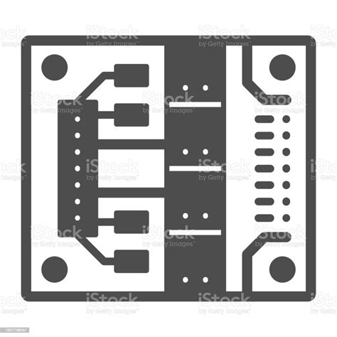 장착 슬롯 솔리드 아이콘 전자 개념 흰색 배경에 Pcb 벡터 기호 모바일 개념 및 웹 디자인을위한 글리프 스타일 아이콘이있는