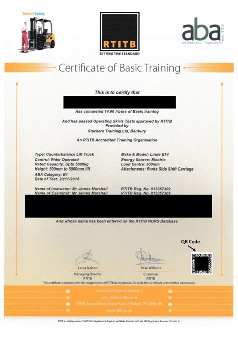 Qr Code On Rtitb Certificates And Photo Id Cards Stackers Training