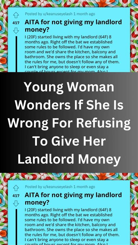 Young Woman Wonders If She Is Wrong For Refusing To Give Her Landlord Money