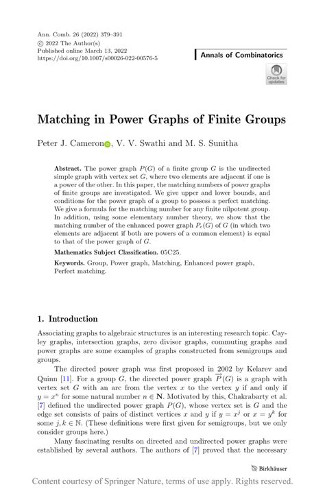 Pdf Matching In Power Graphs Of Finite Groups