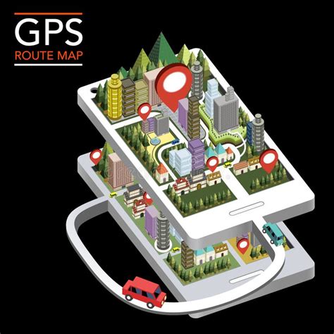 GPS Route Map Flat 3d Isometric Infographic Stock Vector Illustration