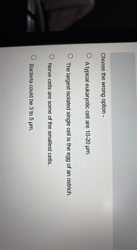 Choose The Wrong Option A Typical Eukaryotic Cell Are 10 20 μm The