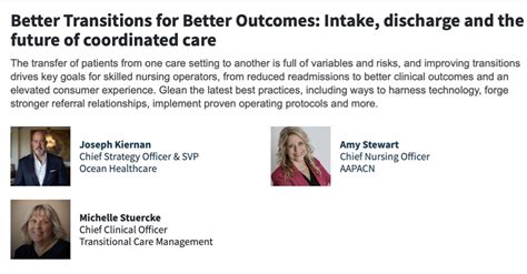 Our Chief Clinical Officer Michelle Stuercke Will Be A Panelist At The… Transitional Care