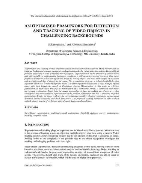 An Optimized Framework For Detection And Tracking Of Video Objects In Challenging Backgrounds PDF