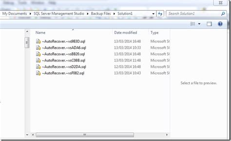 SQL Sever Management Studio Auto Save Auto Recover Location