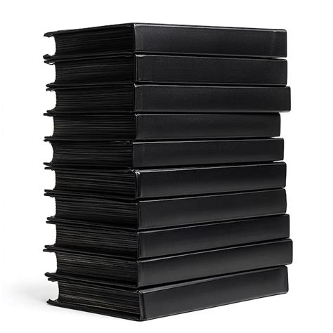 Stack Of Black File Isolated On White Background Premium Ai Generated