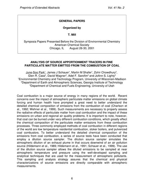 Pdf Analysis Of Source Apportionment Tracers In Fine Particulate