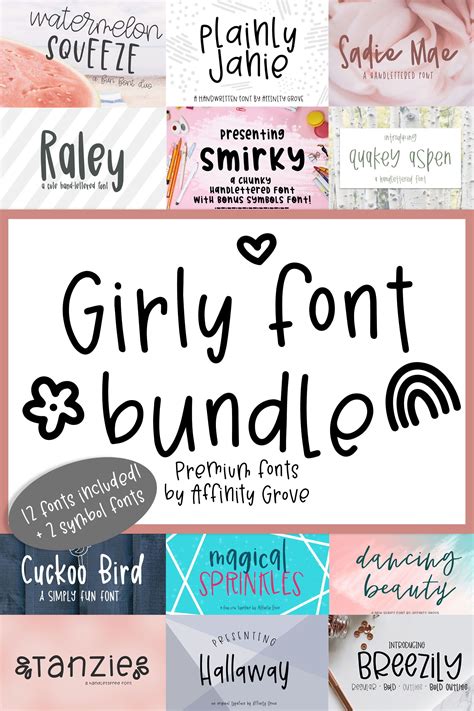 Girly Font Bundle A Script Font By Affinity Grove Girly Fonts Lettering Alphabet Fonts Hand