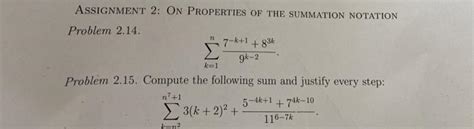 solved assignment 2 on properties of the summation notation
