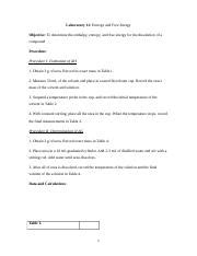 Investigating Entropy And Free Energy In Compound Dissolution Course Hero