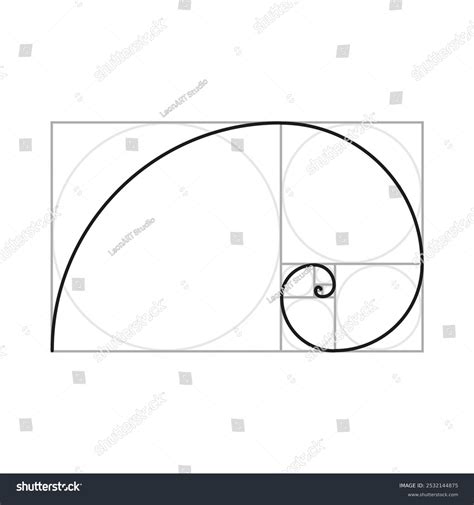 Fibonacci Sequence Golden Spiral Background Golden Stock Vector Royalty Free 2532144875