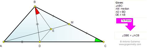 Math Education Geometry Problem 734 Triangle Isosceles Median Parallel Angle Bisector
