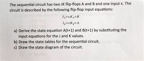 solved the sequential circuit has two jk flip flops a and b and one