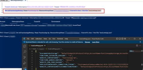 aqquire localhost json from azufunction powershell commands install