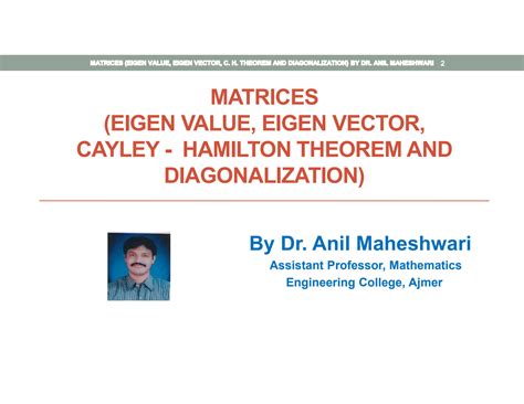 Solution Matrices Eigen Value Eigen Vector C H Theorem And