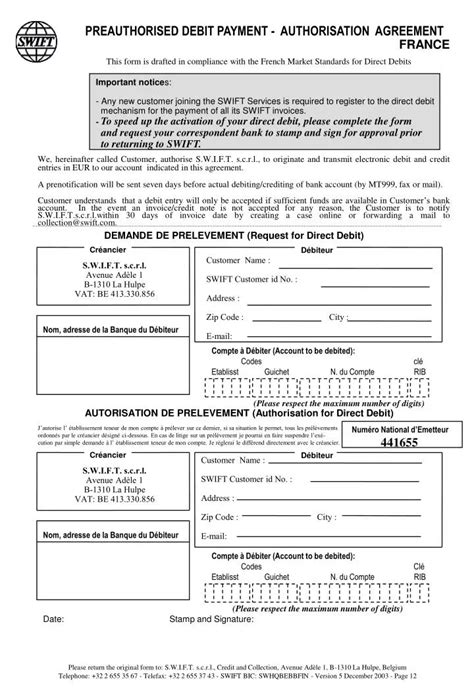 Ppt Preauthorised Debit Payment Authorisation Agreement France