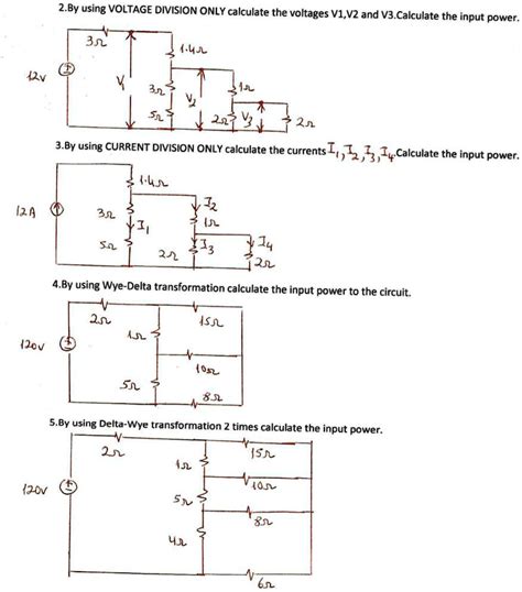 By Using VOLTAGE DIVISION ONLY Calculate The Voltages V V And V Calculate The Input Power