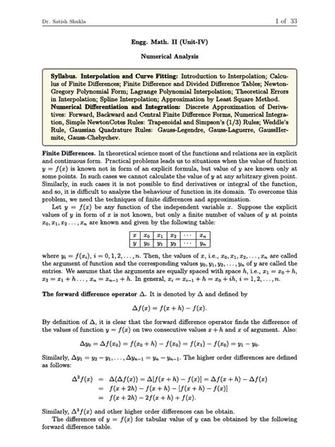 Unit Iv Pdf Interpolation Numerical Analysis