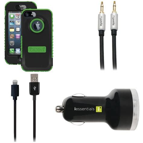 Trident Ip5 Case Green With Iessentials Lighting Cbl Charger And A — Birds Eye