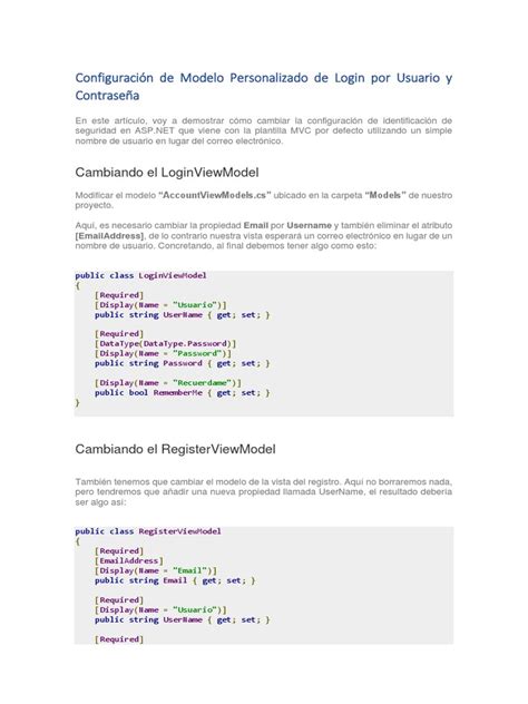 Crear Login Mvc Pdf Contraseña Áreas De Informática