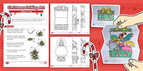 Christmas Folding Art Colouring Sheets