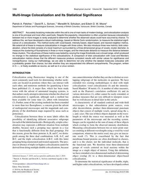Pdf Multi Image Colocalization And Its Statistical Significance