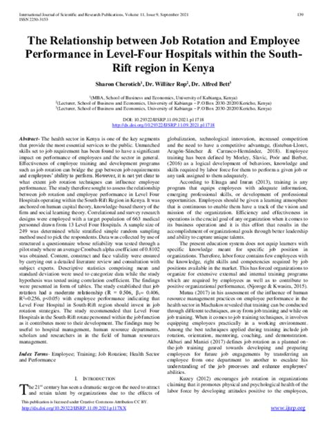Pdf The Relationship Between Job Rotation And Employee Performance In