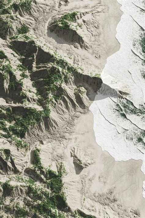 3d Topographical Map Of A Coastal Region Created Using Lidar Satellite