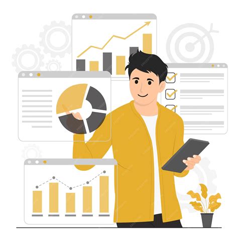 Premium Vector Flat Vector Business Analytics And Monitoring Pointing