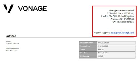 Reading Your Communications Api Invoice Vonage Api Support