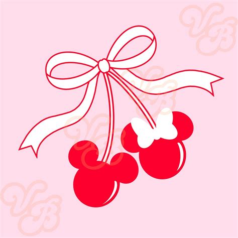 Disney Cherry Pink Png Bow Minnie Mouse Mickey Mouse Cherries Girly Summer Valentines Day