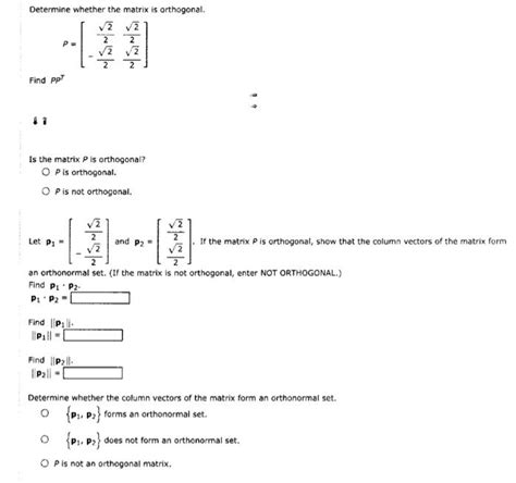 Determine Whether The Matrix Is Orthogonal Chegg