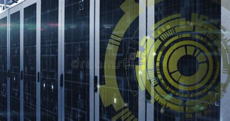 Animation Of Loading Circles And Viewfinders With Lens Flares Over