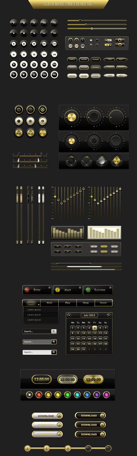 Golden User Interface Kit Ui Elements