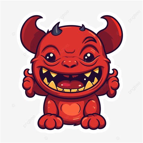 Cute Demon Sticker On A Gray Background Clipart Vector Sticker Design