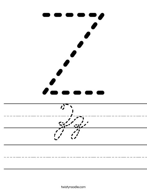Zz Worksheet Cursive Twisty Noodle