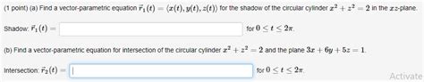 Solved 1 Point A Find A Vector Parametric Equation
