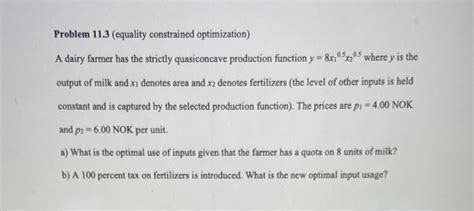 Solved Problem 113 Equality Constrained Optimization A