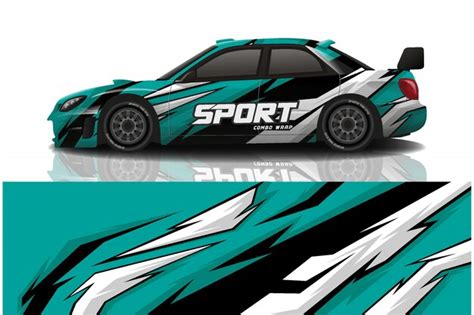 스포츠 자동차 데칼 랩 그림 프리미엄 벡터