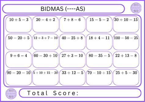 Bidmas As 20 Questions Teaching Resources
